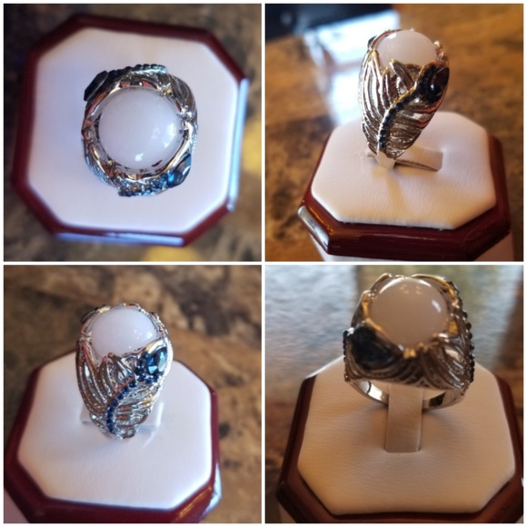 Jewelry | Faux Moonstone And Blue Sapphire Ring Size 8 | Poshmark